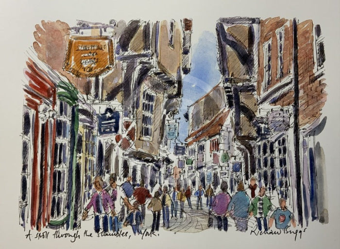 A Stroll Through The Shambles, York, Richard Briggs ORIGINAL WATERCOLO