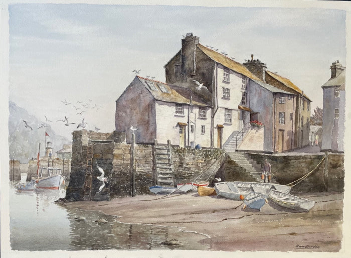 Evening Rest, Polperro, Cornwall - Sam Burden ORIGINAL WATERCOLOUR