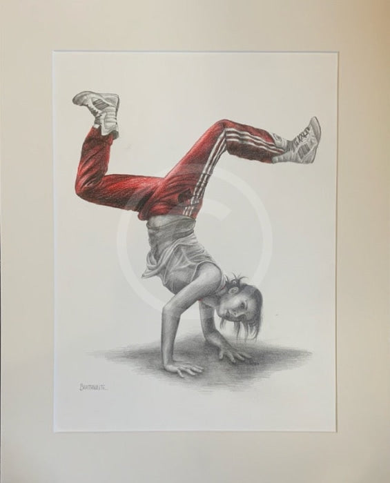 ORIGINAL B-Girl in Red II - Street Dance Drawing by Mark Braithwaite