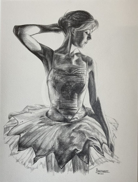 ORIGINAL Footlights 1 - Ballet Dancer Drawing by Mark Braithwaite