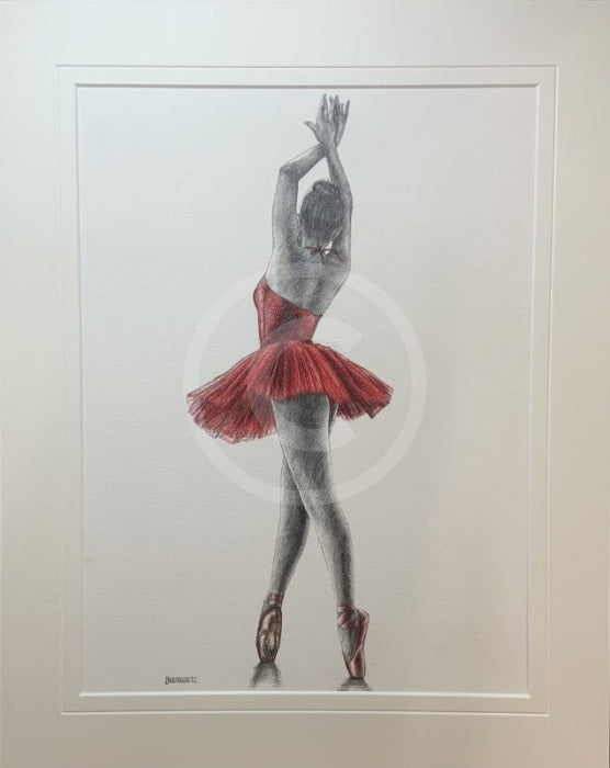 ORIGINAL - The Red Tutu 10; Ballet Dancer Drawing by Mark Braithwaite
