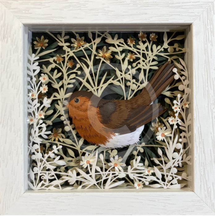 SOLD A Frosty Morning; Robin, Original Paper Cut by Anna Cook