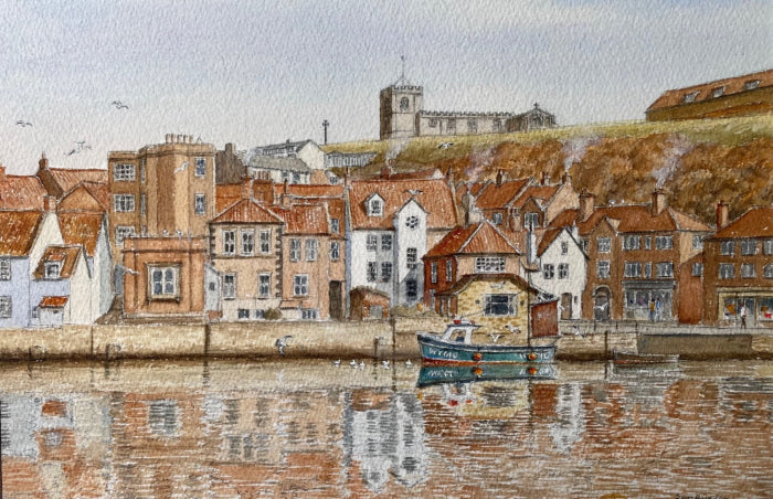 Whitby, Inner Harbour - Sam Burden ORIGINAL WATERCOLOUR