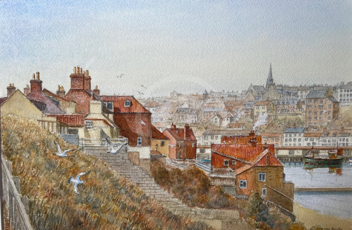 Whitby Seagulls I - Sam Burden ORIGINAL WATERCOLOUR